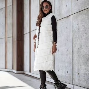 Jackets & Coats | Nwt Open Front Sleeveless Winter Faux Fur Vest Long ...